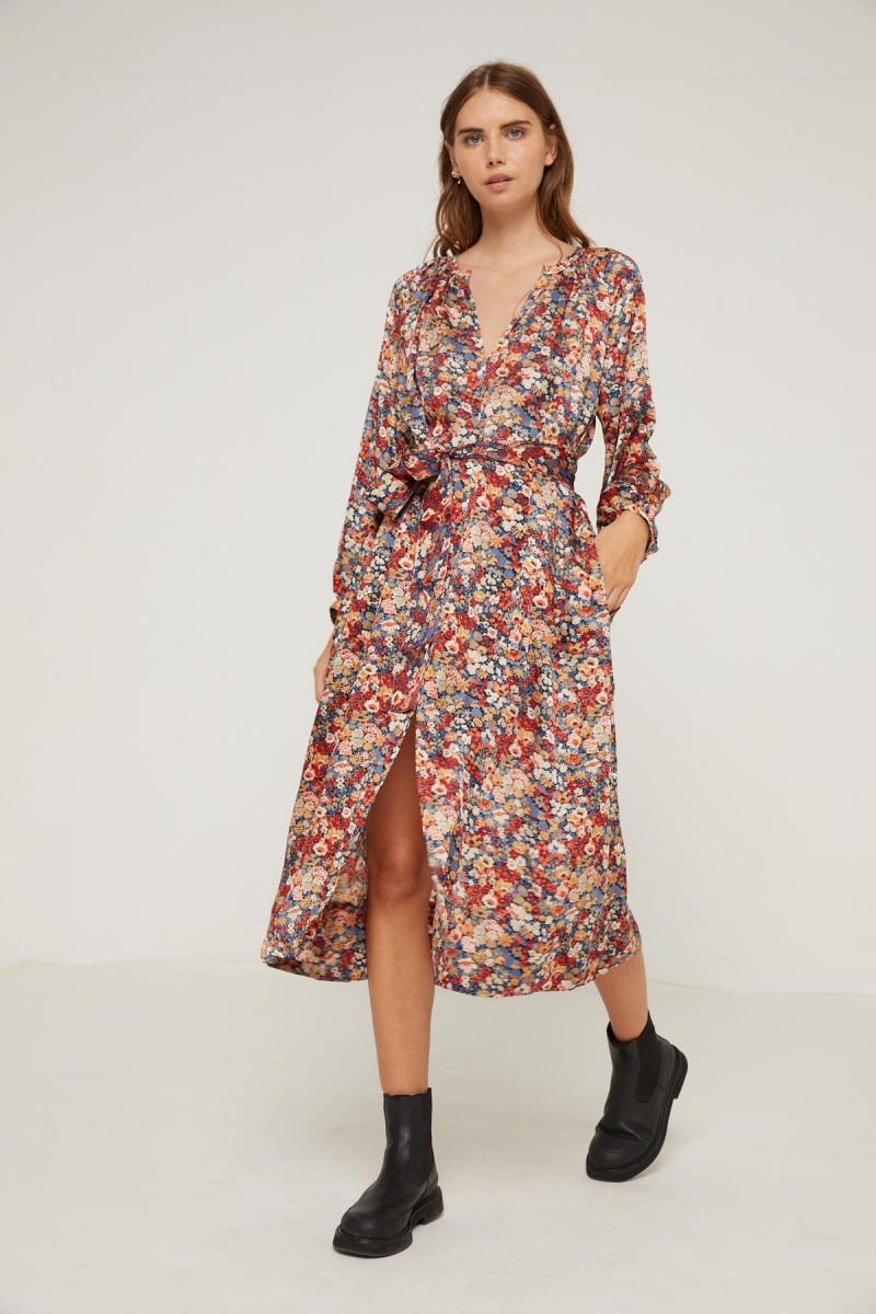 AYDEN Fluid satin floral print midi dress - CHARLIE JOE