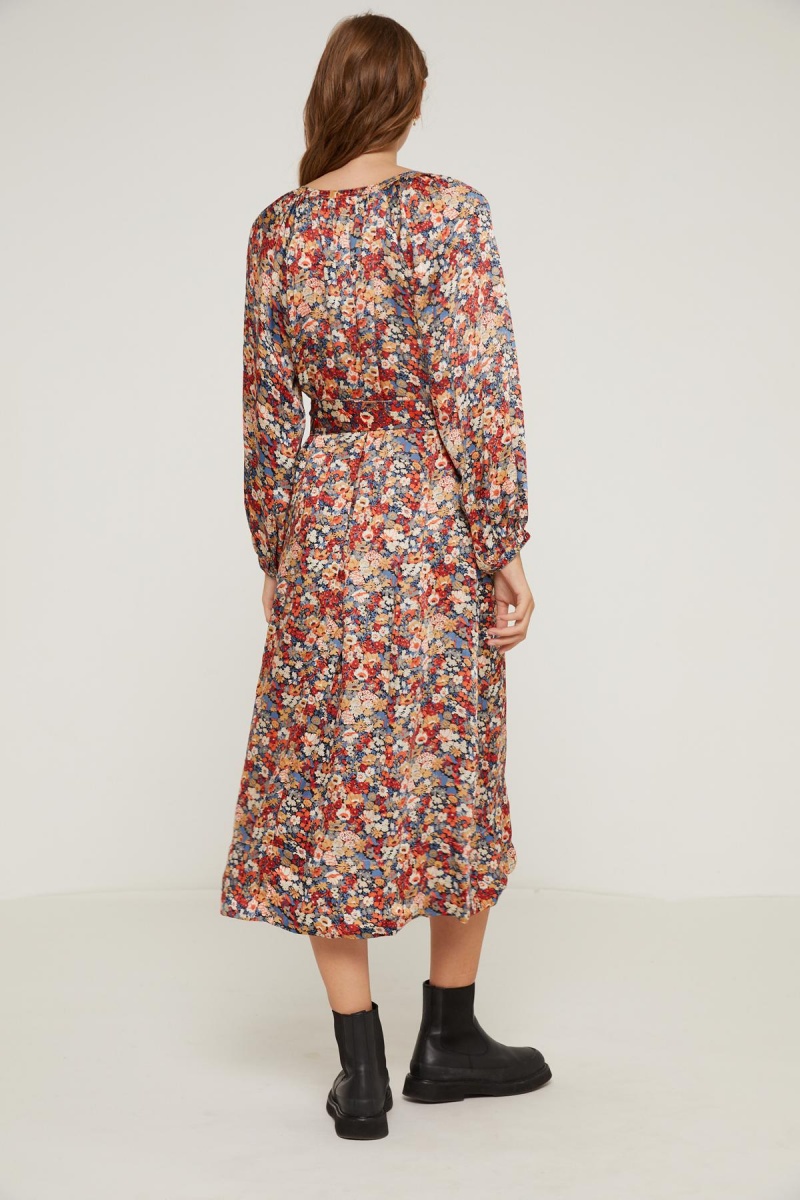 AYDEN Fluid satin floral print midi dress - CHARLIE JOE