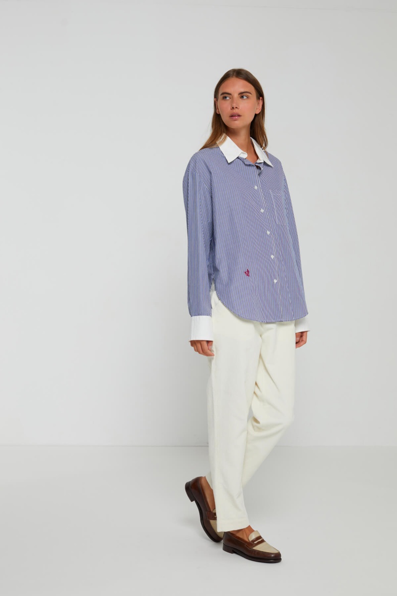 HEIDI women's striped cotton shirt with embroidered logo - CHARLIE JOE