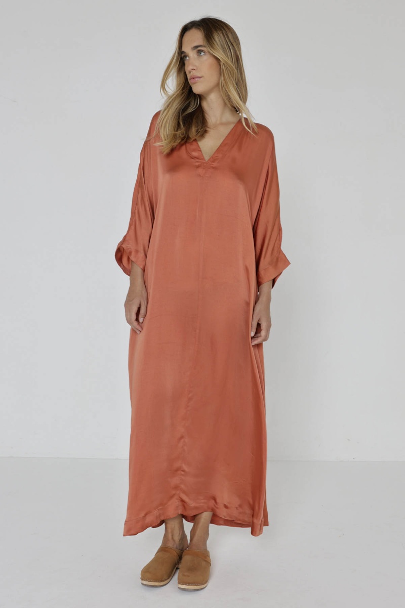 PENNY rust satin maxi dress - CHARLIE JOE